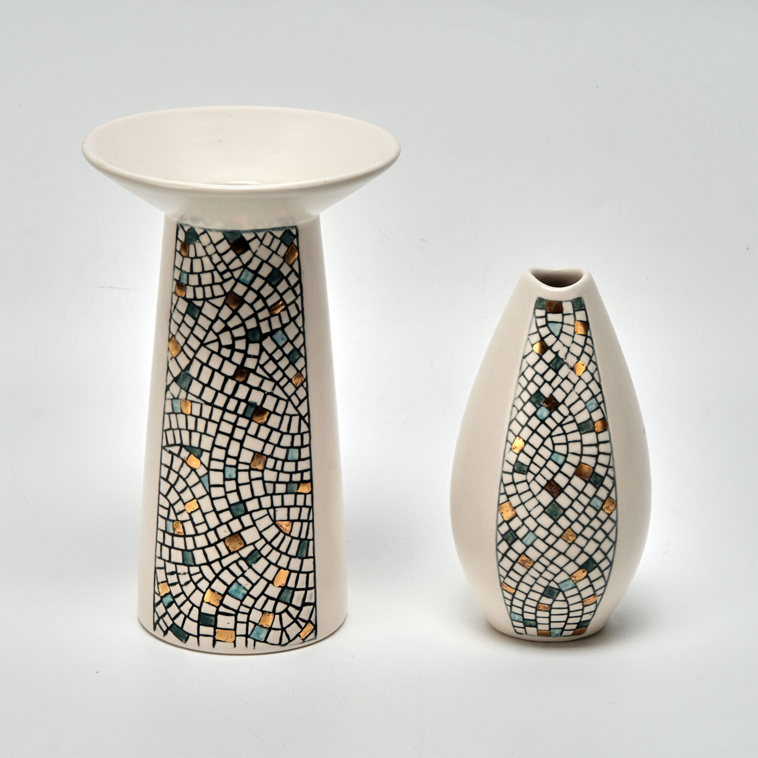 Stunning Pair Of Mid Century Metlox Mosaic Vases | Notable Auctions